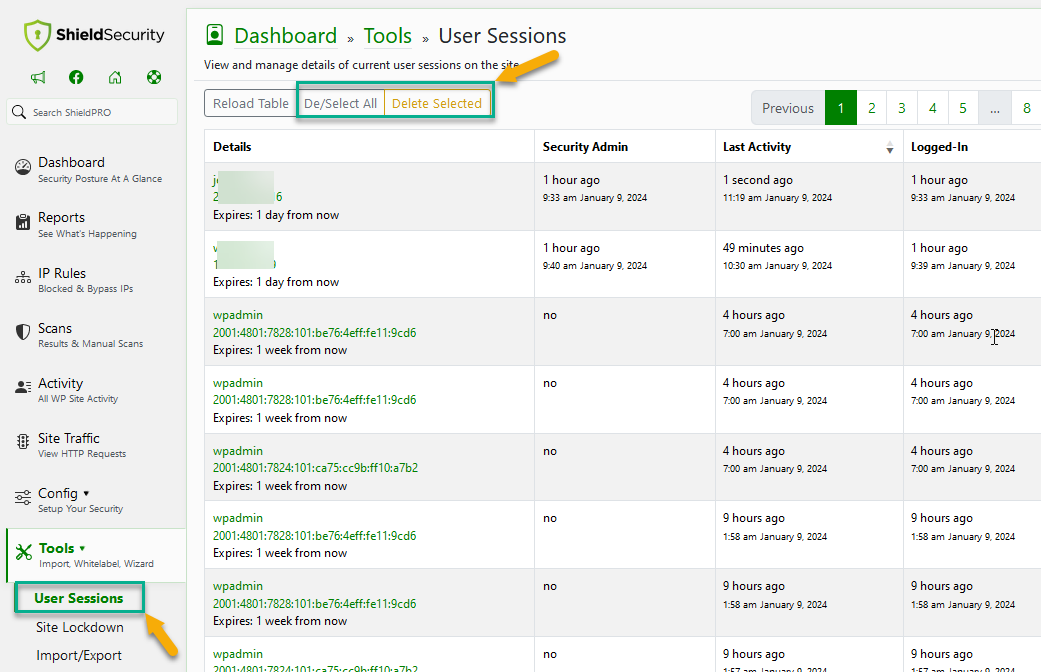 User Sessions - Who’s Logged Into My WordPress? | Shield Security