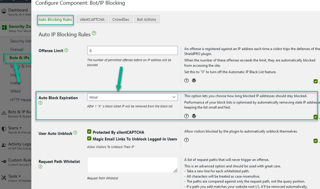 Automatically Block Malicious WordPress Visitors By IP Address | Shield Security